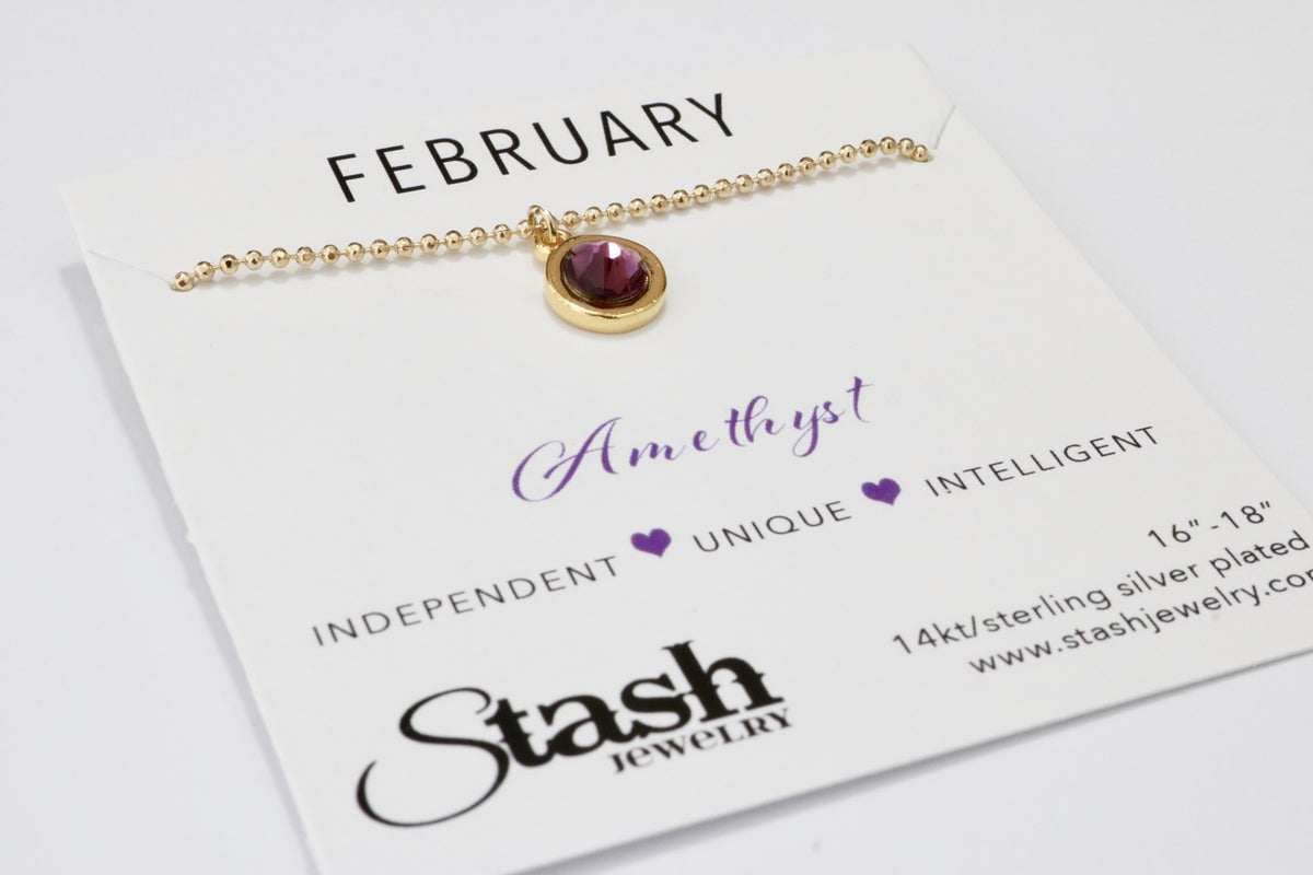 February Birthstone Necklace - Amethyst – Stash Jewelry